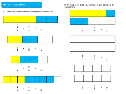 Year 4 Fractions - Add Two or More Fractions Lesson | Teaching Resources