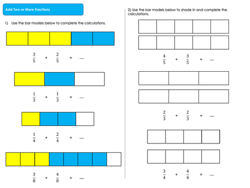 Year 4 Fractions - Add Two or More Fractions Lesson | Teaching Resources