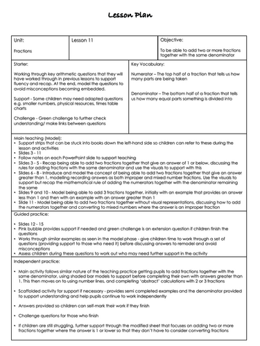 Year 4 Fractions Add Two Or More Fractions Lesson Teaching Resources