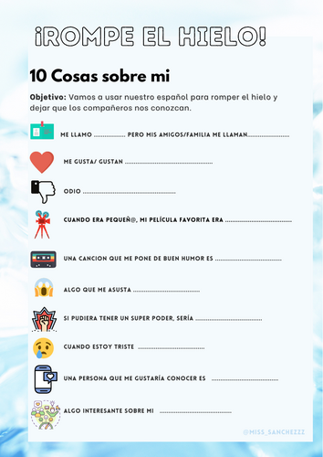 Ice breaker in Spanish | Teaching Resources