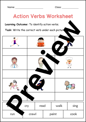 Printable Sentences Action Verbs Grammar Worksheets - Circle the Action ...