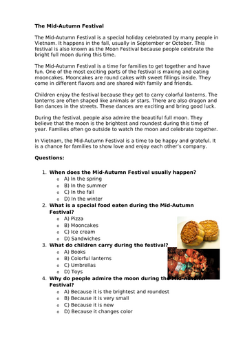 Mid-Autumn Festival Reading | Teaching Resources