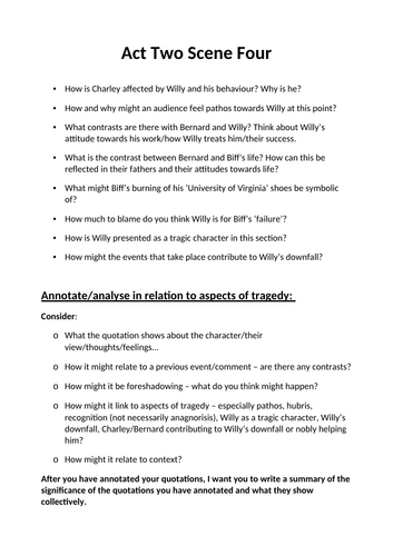 AQA A Level Lit B Death of a Salesman Resources Bundle | Teaching Resources