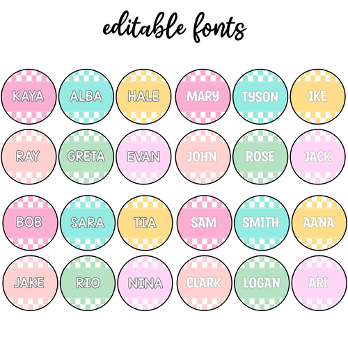 Boho Checkered Classic Student Name Labels, Bright Colors Classroom ...