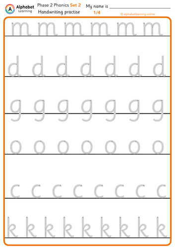 Handwriting Phase 2 Phonics (Sets 1-4) All sounds | Teaching Resources