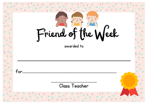 Friend of the Week Certificate | Teaching Resources