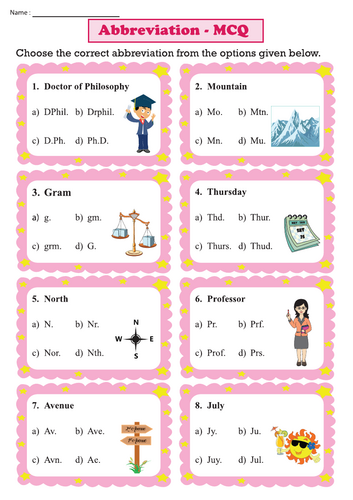 Abbreviation Worksheets for Elementary | Teaching Resources