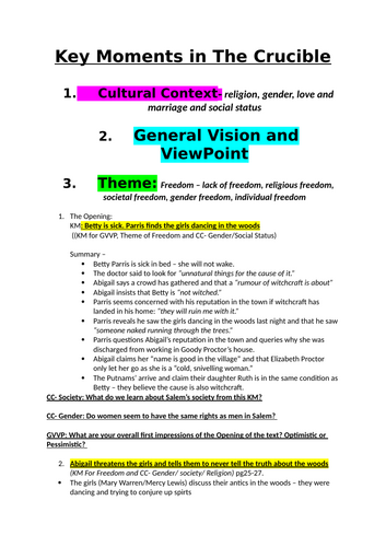 Key Moments in the Crucible for Leaving Certificate English COMPARATIVE ...