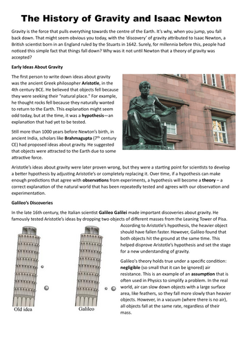 KS4 Science - Isaac Newton and the History of Gravity - Disciplinary ...