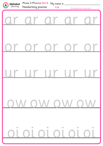 Handwriting Phase 3 Phonics (Sets 5-9) All sounds | Teaching Resources