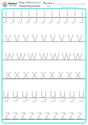 Handwriting Phase 3 Phonics (Sets 5-9) All sounds | Teaching Resources