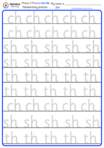 Handwriting Phase 3 Phonics (Sets 5-9) All sounds | Teaching Resources