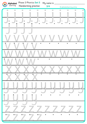 Handwriting Phase 3 Phonics (Sets 5-9) All sounds | Teaching Resources