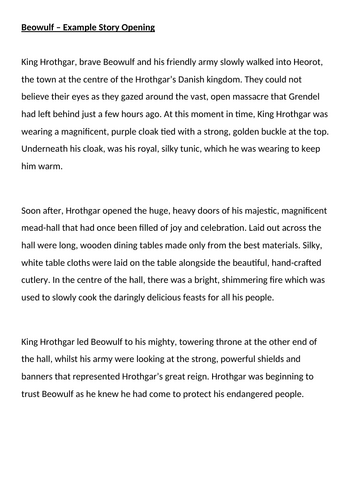 Beowulf Writing Resources | Teaching Resources
