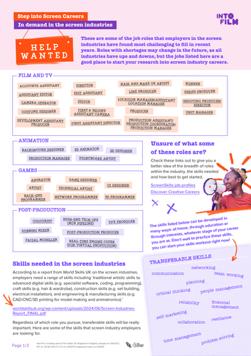 Step into Screen Careers | Teaching Resources