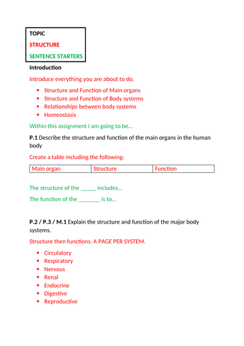 BTEC Level 2 Health an Social Care - Unit 10: Human Body Systems - FULL ...
