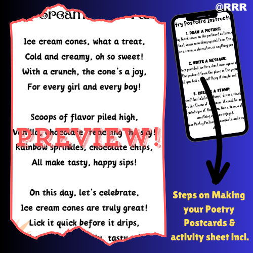 Ice Cream Cone Day Poem for Kids with FREEBIE: Poetry Postcard ...