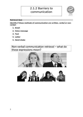 Pearson Edexcel IGCSE Business 17 Barriers to communication in business ...