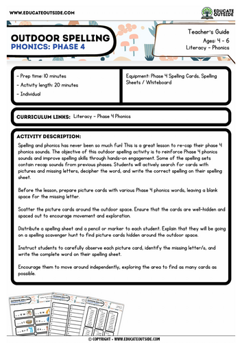 Phonics Outdoor Spelling Activity - Fun & Engaging Phase 4 Phonics ...