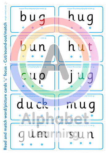 CVC Read and Match Cards: Short 'u' Sound | Teaching Resources
