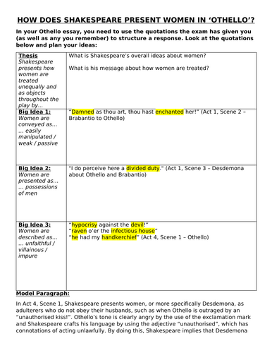Othello SOW - Ready to Teach Lessons! | Teaching Resources