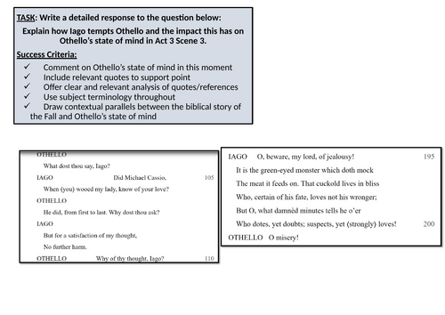 Othello SOW - Ready to Teach Lessons! | Teaching Resources