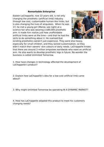 Edexcel GCSE Business 9-1 - 1.1 The dynamic nature of business- why new ...