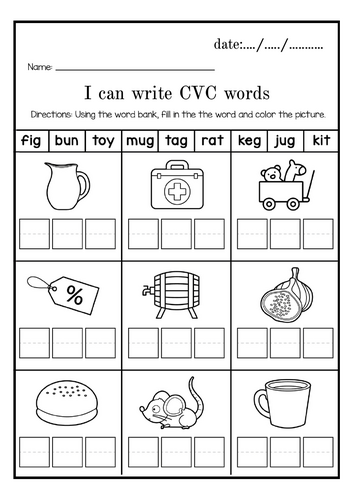 Write & Read CVC Words: Worksheets & Posters | Teaching Resources