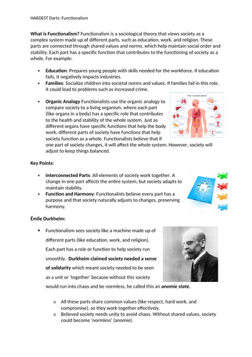 Y10 Introduction to theory: Functionalism (AQA Sociology) | Teaching ...