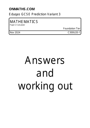 2024 November Eduqas Paper 2 Foundation Maths GCSE Predicted Paper ...