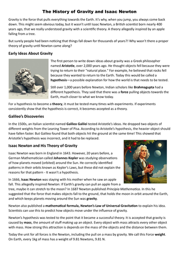 KS3 Science - Isaac Newton and the History of Gravity - Disciplinary ...