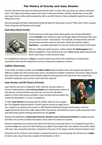 KS3 Science - Isaac Newton and the History of Gravity - Disciplinary ...