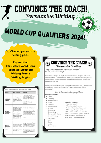 Football World Cup Qualifiers 2024 English Persuasive Letter (to Coach ...
