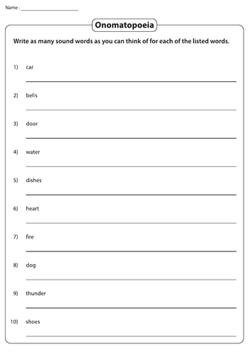Onomatopoeia Worksheets | Perfect for Grades 5 & 6 | Teaching Resources