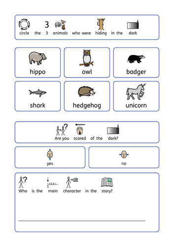 Who's Afraid of The Dark? KS1 Comprehension Questions - Widget Based ...