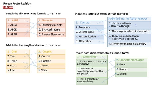 Unseen Poetry Revision Lesson Materials [AQA Literature Paper 2 ...