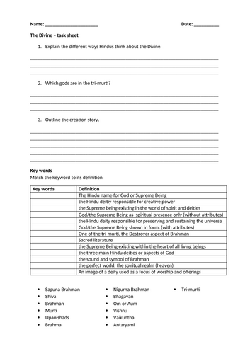 Introduction to Hinduism, Brahman and the Divine in Hinduism | Teaching ...