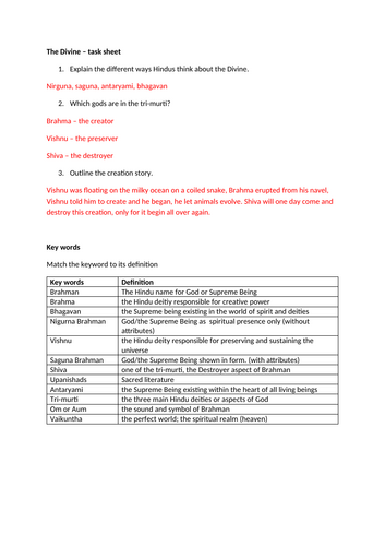 Introduction to Hinduism, Brahman and the Divine in Hinduism | Teaching ...