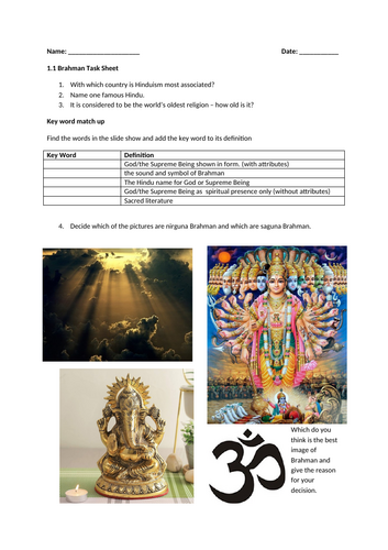 Introduction to Hinduism, Brahman and the Divine in Hinduism | Teaching ...