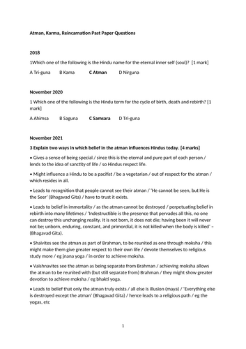 Hinduism - Karma, Reincarnation, Samsara, Atman, Free will and ...