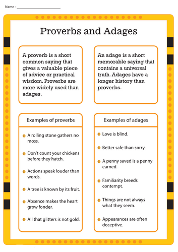 Proverbs and Adages Worksheets | Teaching Resources