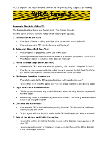 Criminology Requirements of the CPS for Prosecuting Suspects Unit 3 AC2 ...