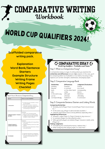 Football World Cup Qualifiers 2024 English Comparative Writing Workbook ...