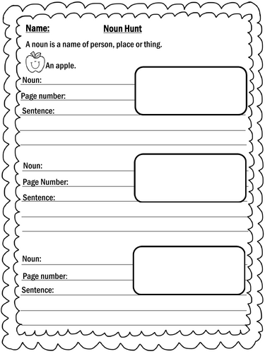 Differentiated Noun and Verb Hunt Worksheets | Teaching Resources