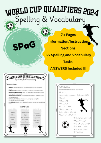 Football World Cup Qualifiers 2024 English Vocabulary and Spelling ...