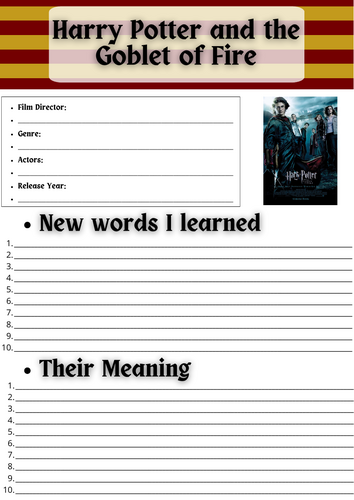 ESL Movie Guide Worksheets on "Harry Potter and the Goblet of Fire ...