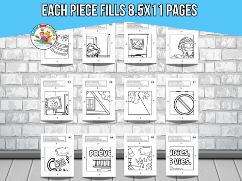 French Fire Safety Week Collaborative Poster Art Coloring Pages -Fire ...