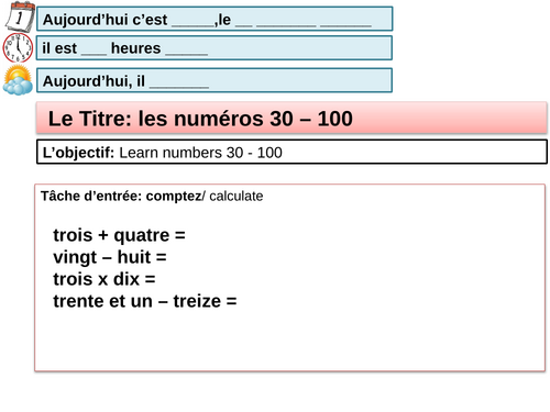 Y7 - les numéros 30 - 100 - French numbers 30 - 100 | Teaching Resources