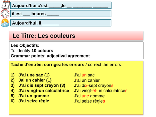 Y7 - les couleurs / Colours in French | Teaching Resources