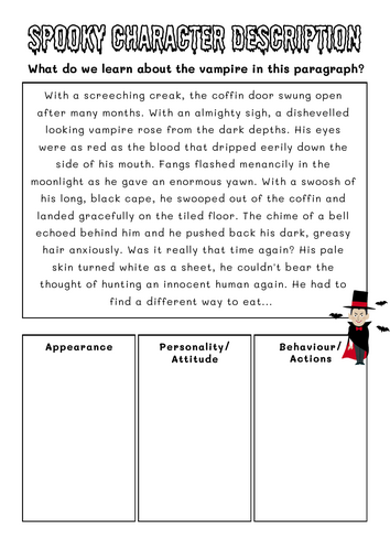 Halloween Creative Writing - Describing a Spooky Character | Teaching ...
